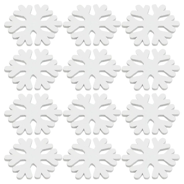 100 PCS FORMES De Noël En Bois Projets Bricolage Mini Flocons Neige ...