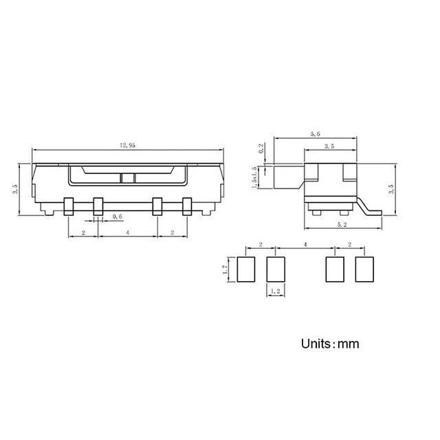 10PCS 4 PIN Mini Slide Switch On-OFF 3Position Micro Slide Toggle ...