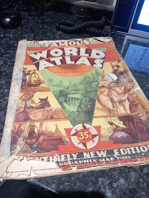 VINTAGE ATLAS OF THE WORLD with Color Maps ~GEOGRAPHIA MAP CO. New York ...