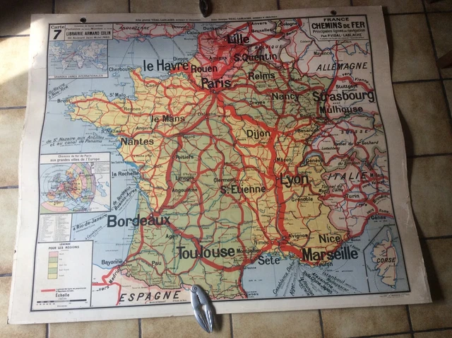 ANCIENNE CARTE DE France Vidal Lablache France Chemins De Fer ...