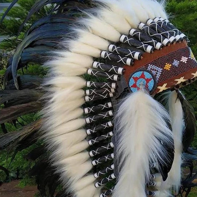 ARTIFICIAL FEATHER HEADPIECE Decoration Carnival Native American Chief ...