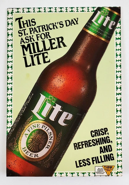 1980S MILLER LITE Beer Tent Table Topper St Patrick's Day Vintage ...