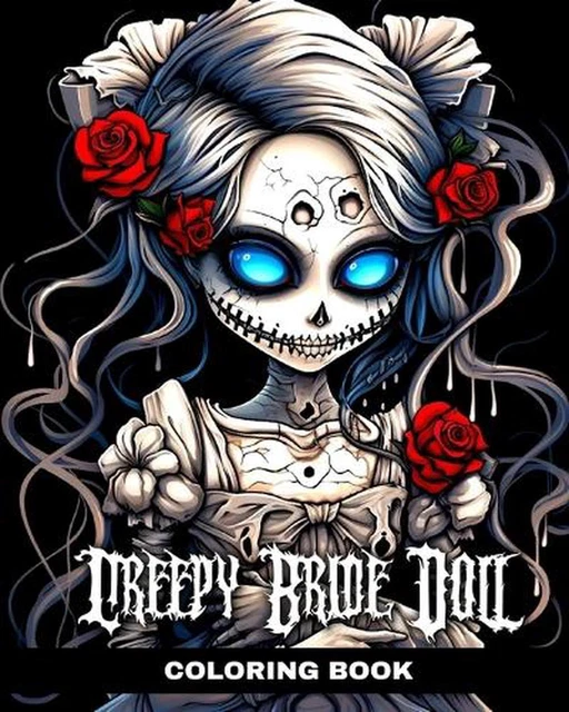 CREEPY BRIDE DOLL Coloring Book: Wedding Coloring Pages with Horror ...
