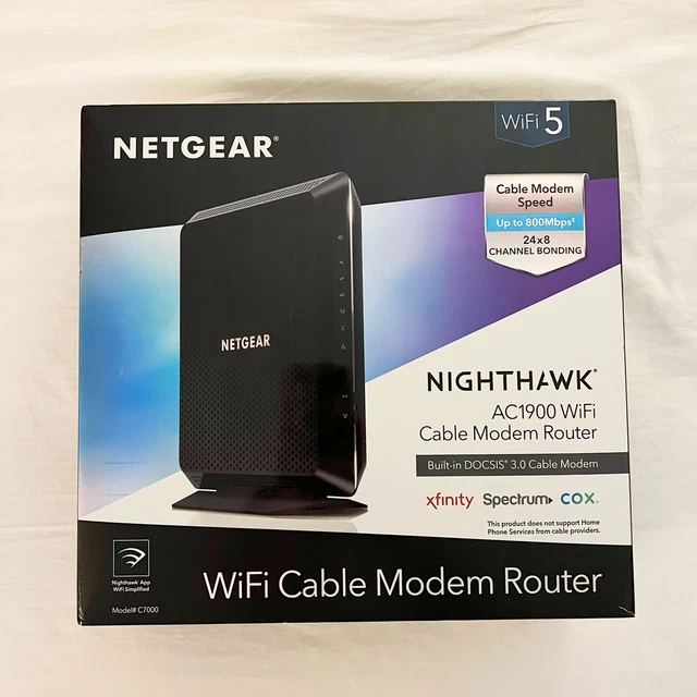 NETGEAR NIGHTHAWK AC1900 WiFi Cable Modem Router Combo C7000V2 $40.00 ...