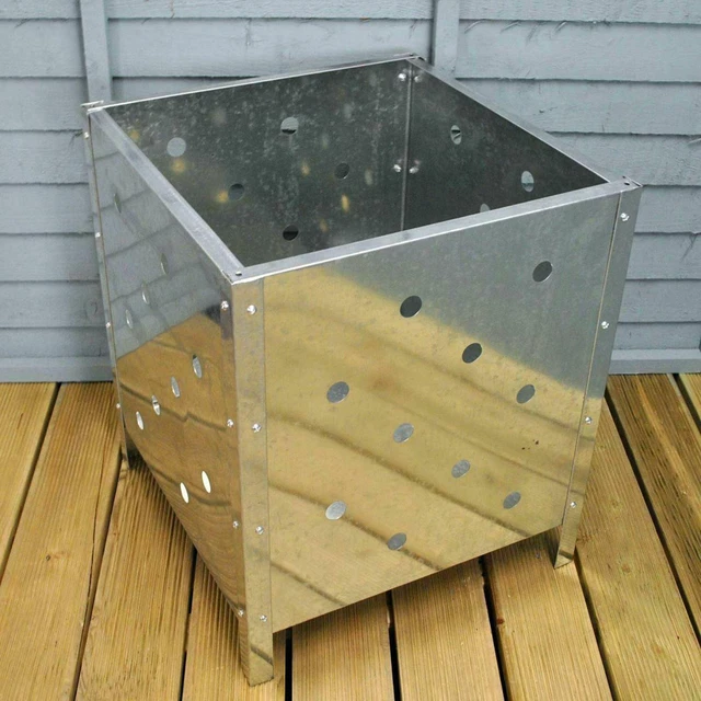 LARGE SQUARE STEEL Metal Garden Waste Incinerator Fire Bin Basket ...