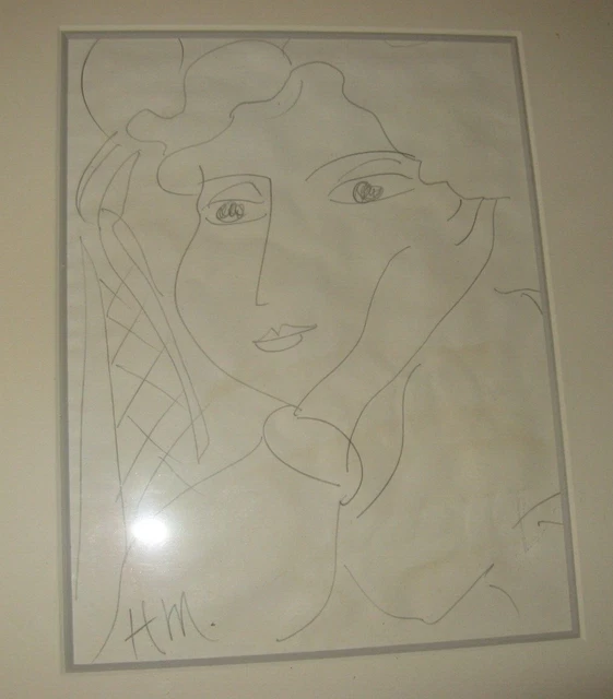 ORIGINAL HENRI MATISSE Pencil Line Drawing 21"X17" Professional frame ...