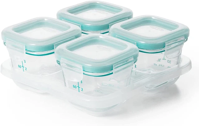 GLASS BABY BLOCKS Food Storage Containers, Teal, 4 Oz, 5 Piece Set $72. ...