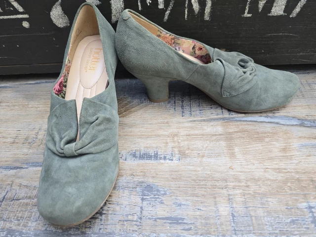 HOTTER DONNA VINTAGE 1940s 1950s Style Sage Green Suede Shoes UK 5 US 7 ...