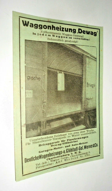 ALTE REKLAME WERBUNG Waggonheizung DEWAG Werner & Co. Berlin 1926 EUR 6 ...