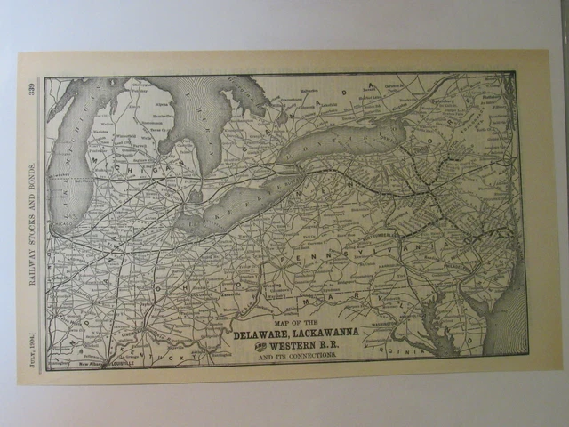 ORIGINAL MAP OF the Delware, Lackawanna and Western R.R. ~ 1904 EUR 17 ...