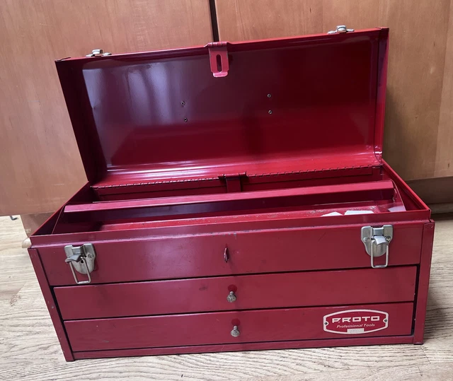 VINTAGE PROTO PROFESSIONAL Tool Box 2 Rolling Drawers Red Clean #9992 ...