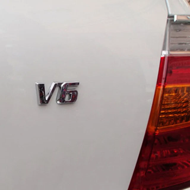 A# 3D CHROME Metal V6 Car Auto Tailgate Sticker Trunk Lid Emblem Badge ...