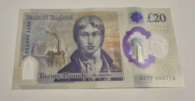 DD77 000713 - £20 Pound Polymer Note - Rare Serial Number £63.10 ...