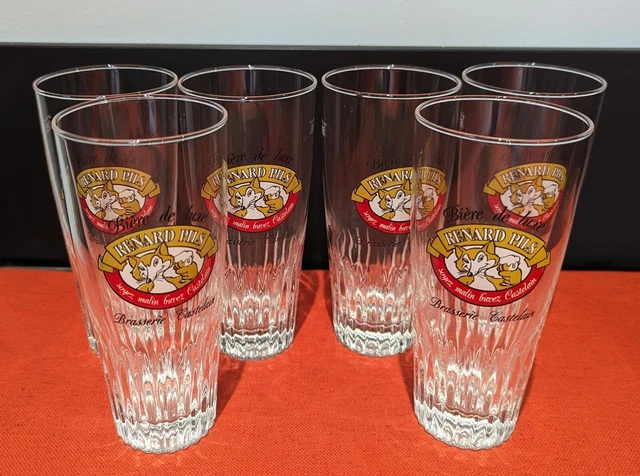 LOT DE 6 verres à bière anciens RENARD PILS / brasserie Castelain /Bénifontaine EUR 24,00 ...