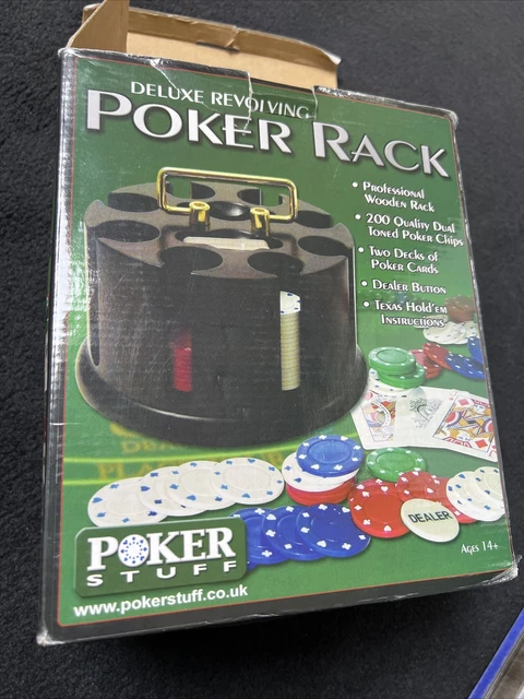 RACK DA POKER REVOLVING DELUXE. Scatola indossata, scolorita, poker ...