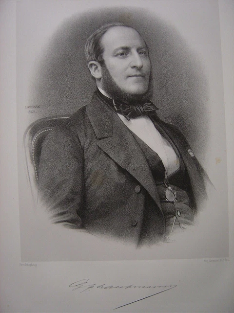 GRAND PORTRAIT DU Baron Georges Eugène HAUSSMANN Lithographie vers 1870 ...