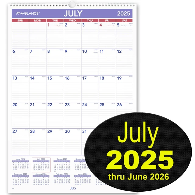 AT-A-GLANCE AY3-28 2025-2026 July 2025 Academic Year Wall Calendar, 15. ...