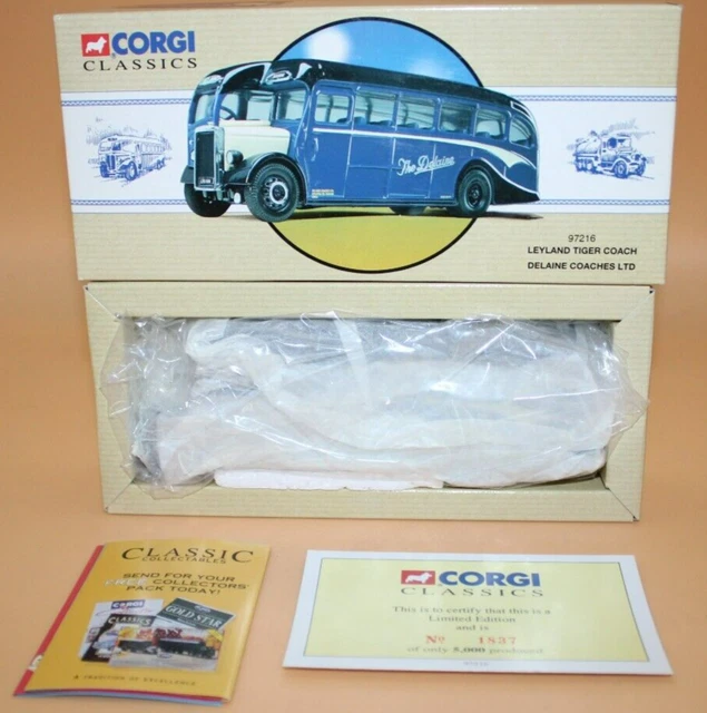 CORGI 97216 LEYLAND Tiger Coach - Delaine Coaches Ltd - Édition limitée ...