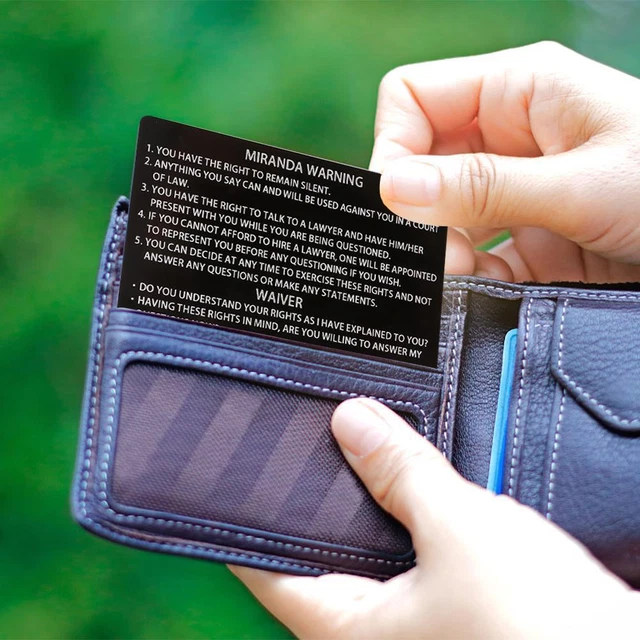 MIRANDA WARNING RIGHTS &Phonetic Alphabet Card Military Police Card ...