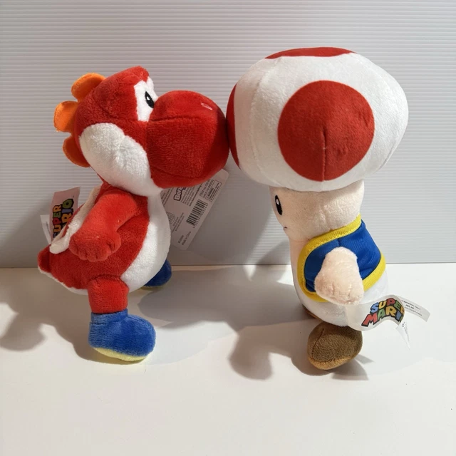 NINTENDO SUPER MARIO Red Yoshi With Tags And Toad Soft Plush Stuffed ...