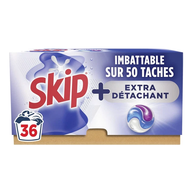 LOT DE 4 - SKIP - Lessive Capsules Extra Détachant Tout en 1 - boîte de ...
