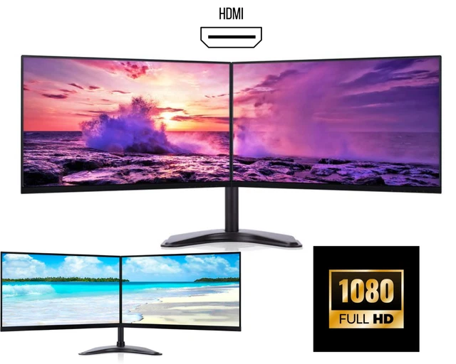 DUAL MONITOR SCREEN Full HD HDMI Grade A Dell HP Brand,New Dual Stand ...