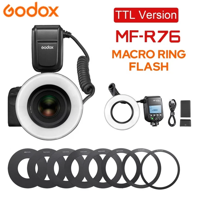 GODOX MF-R76C/S/N TTL 2.4 Macro Ring Flash Light Speedlight for Nikon ...