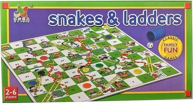 SNAKES AND LADDERS Childrens Board Game Large 35cm x 35cm Traditional ...