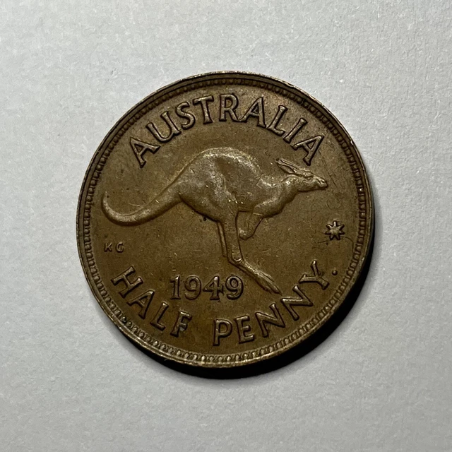 1949 HALF PENNY Coin - Australian King George II Average Circulated ...