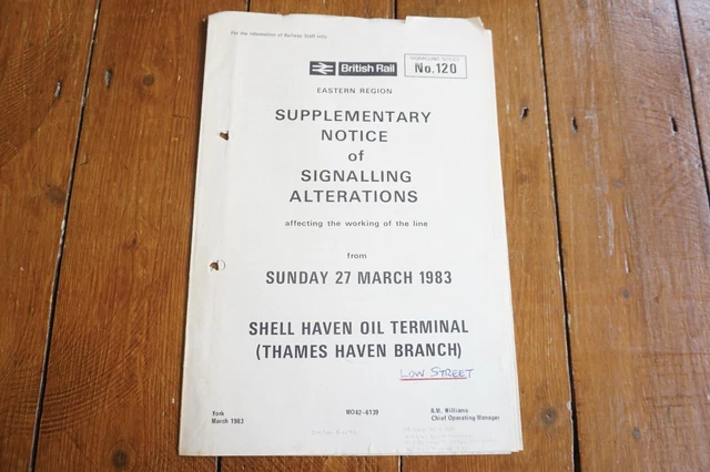 1983 SHELL HAVEN Signal Box Railway Signalling Diagram Notice Map ...