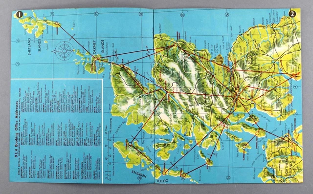 BEA BRITISH EUROPEAN Airways Domestic Airline Route Map 1955/56 £19.95 ...