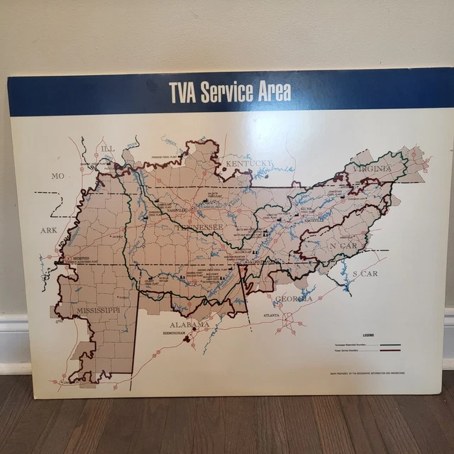 RARE TVA SERVICE Area Map (Tennessee Valley Authority) $24.95 - PicClick