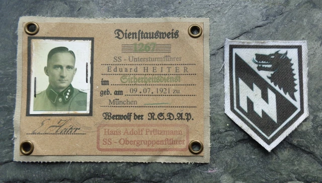 WW2 GERMAN ELITE security Werewolf officer's document and badge £22.00 ...