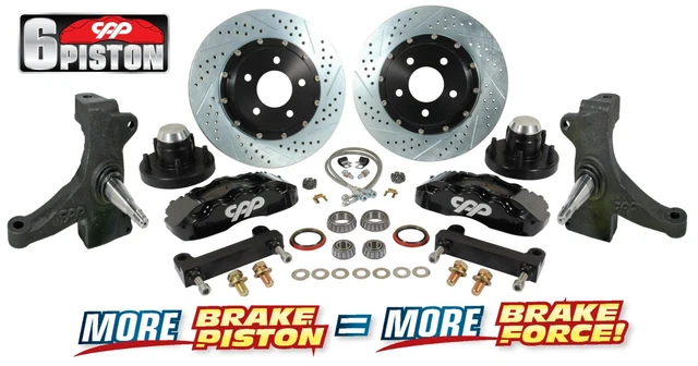 73 87 CHEVY C10 Truck 6 Piston Front Drop Spindle Big Disc Brake Kit 5 ...