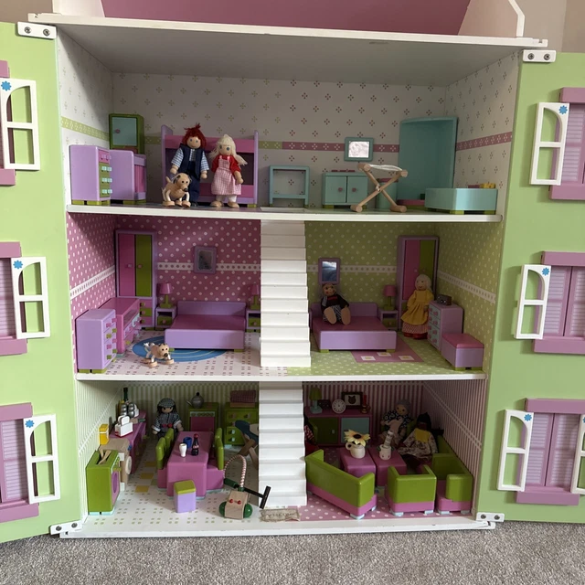 4-STOREY WOODEN DOLLS house complete with furniture made by Dolls House ...