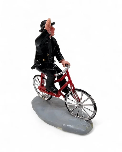 RARE LEMAX HTF Christmas Village Town “Vicar” #62333 Priest Riding Bike ...