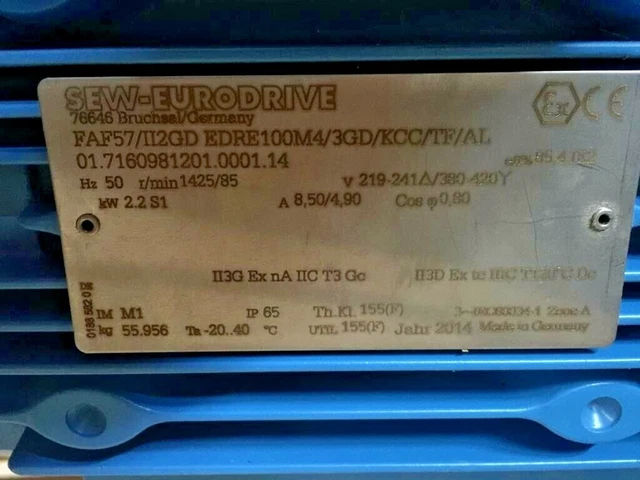 SEW-EURODRIVE TRANSMISSION MOTOR FAF57/II2G EDRE100M4/3GD/KCC/TF/AL Motor Transmission £588.85 ...