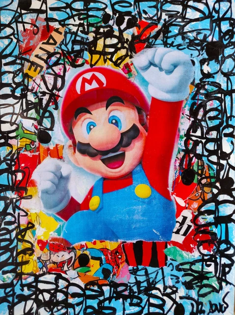 DR. LOVE SUPER Mario BROS STREET ART BANKSY Keith Haring QUADRO ...