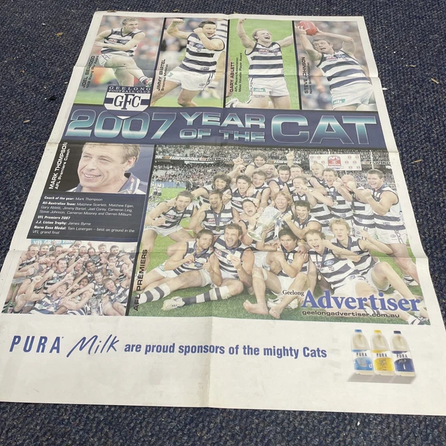 ORIGINAL AFL VFL Newspaper Poster Geelong Cats Footy Year Of The Cat ...