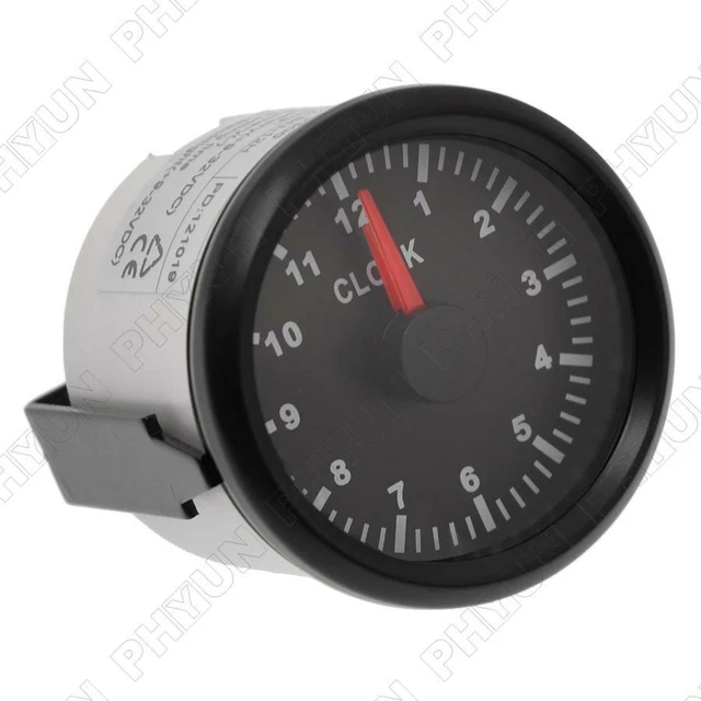 52MM CLOCK GAUGE Black Circle + Black Background Show Clock Meters 0~12 ...