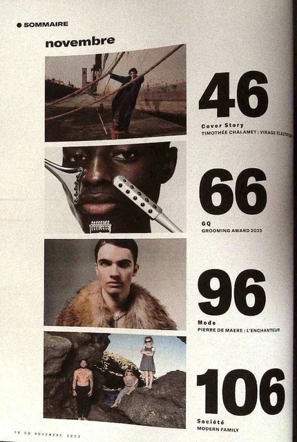 GQ FRANCE NOVEMBER 2023 TIMOTHEE CHALAMET Hailey Bieber PIERRE DE MAERE ...