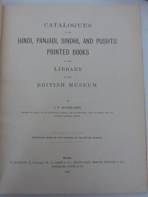 CATALOGUES OF THE Hindi, Panjabi, Sindhi, and Pushtu Printed Books in ...