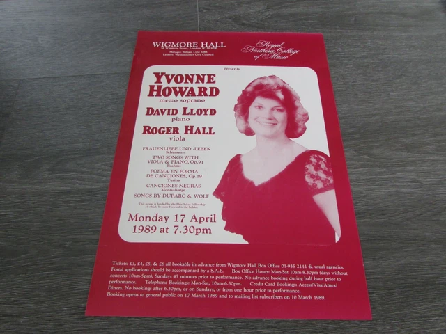YVONNE HOWARD DAVID Lloyd & Roger Hall 1989 Original Wigmore Hall ...
