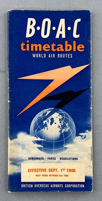 BOAC AIRLINE TIMETABLE September 1960 Route Map B.o.a.c. Speedbird $85. ...