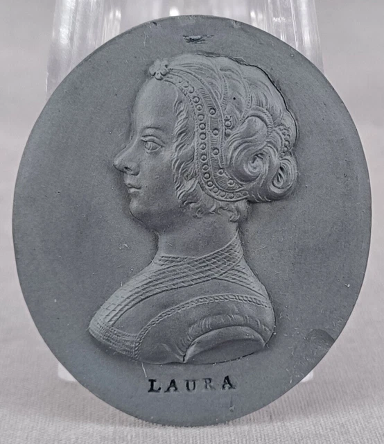 WEDGWOOD LAURA RENAISSANCE Lady Black Basalt Portrait Medallion Plaque ...