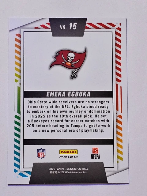 2025 PANINI MOSAIC Football Emeka Egbuka Men of Mastery #15 Prizm RC TB ...
