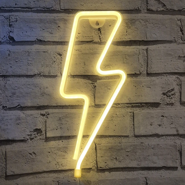 LIGHTNING SHAPED WARM White Neon Light - USB Operated £5.45 - PicClick UK