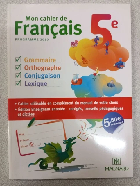 MON CAHIER DE francais 5e: Cahier élève | Bon état EUR 5,95 - PicClick FR