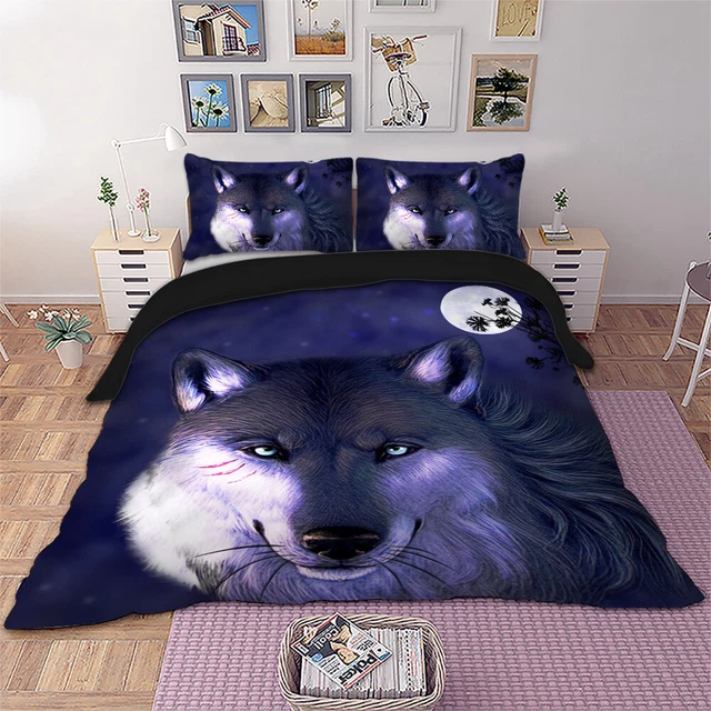WOLF ANIMAL DOONA Duvet Quilt Cover Set Single Double Queen King Size ...