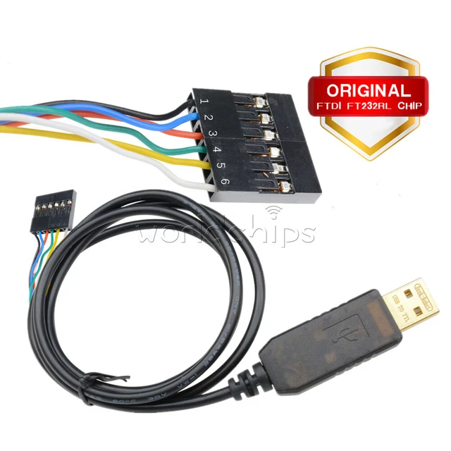 ORIGINAL 6 PIN FTDI FT232RL USB zu TTL Konverter Adapter Kabel passend ... ORIGINAL 6 PIN FTDI FT232RL USB zu TTL Konverter Adapter Kabel passend ...